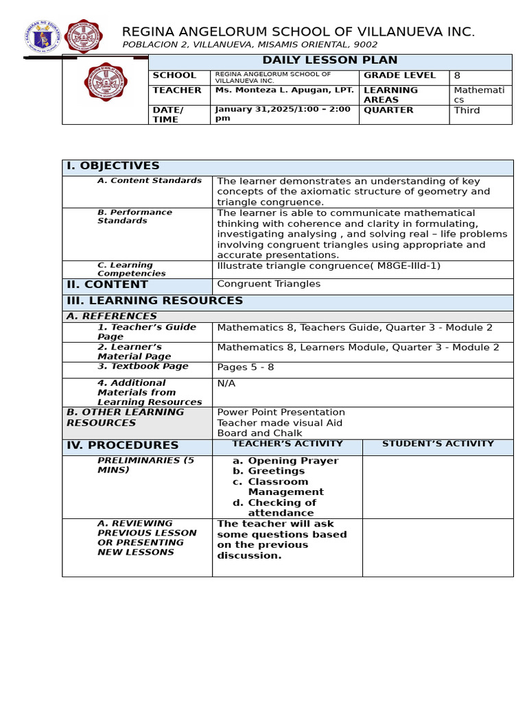 DAILY LESSON PLAN (Observation) | PDF | Learning | Human Communication