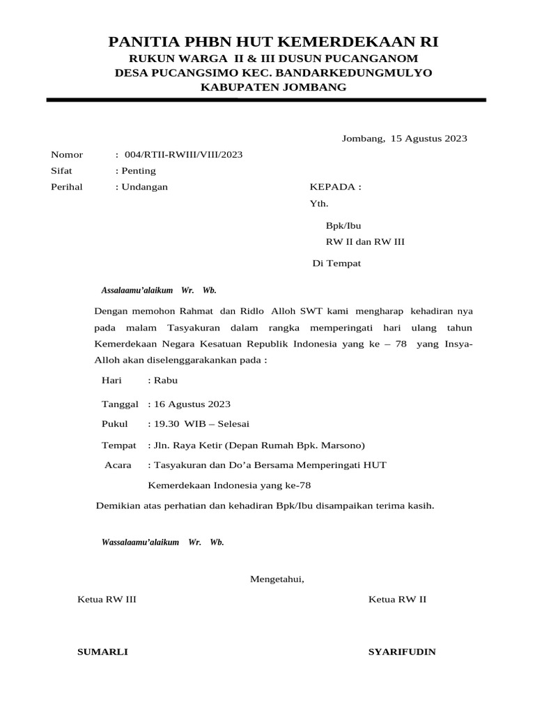 Undangan Agustusan | PDF