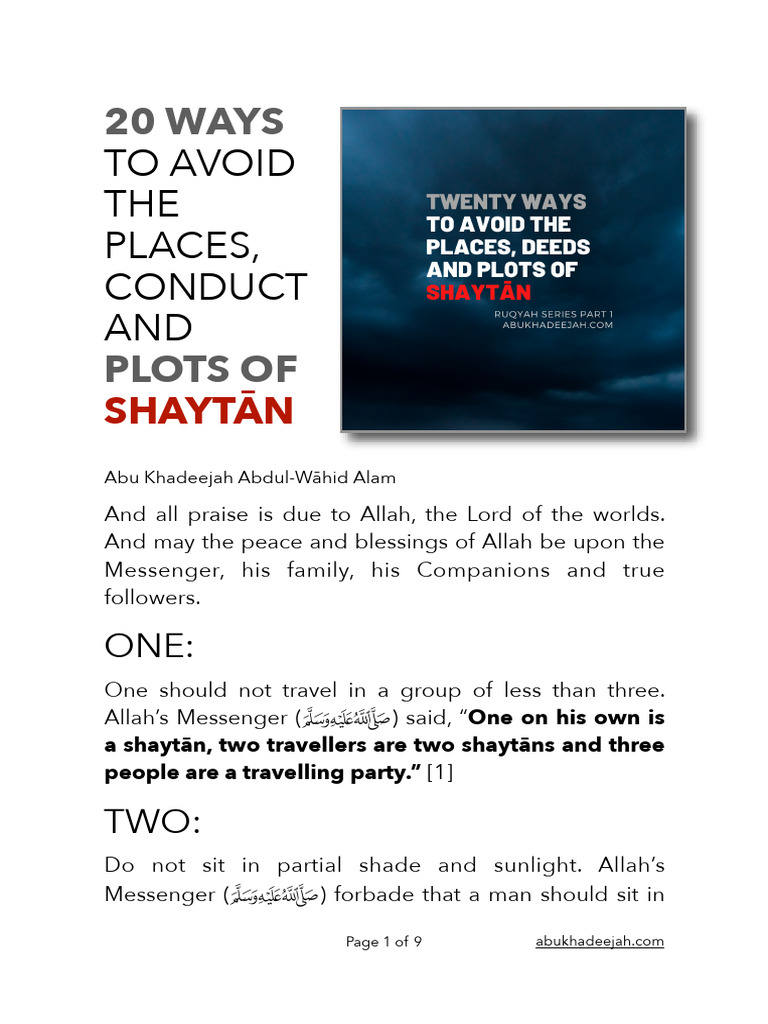 20 Ways to Avoid Shaytan and His Plots | PDF | Prophets And Messengers ...