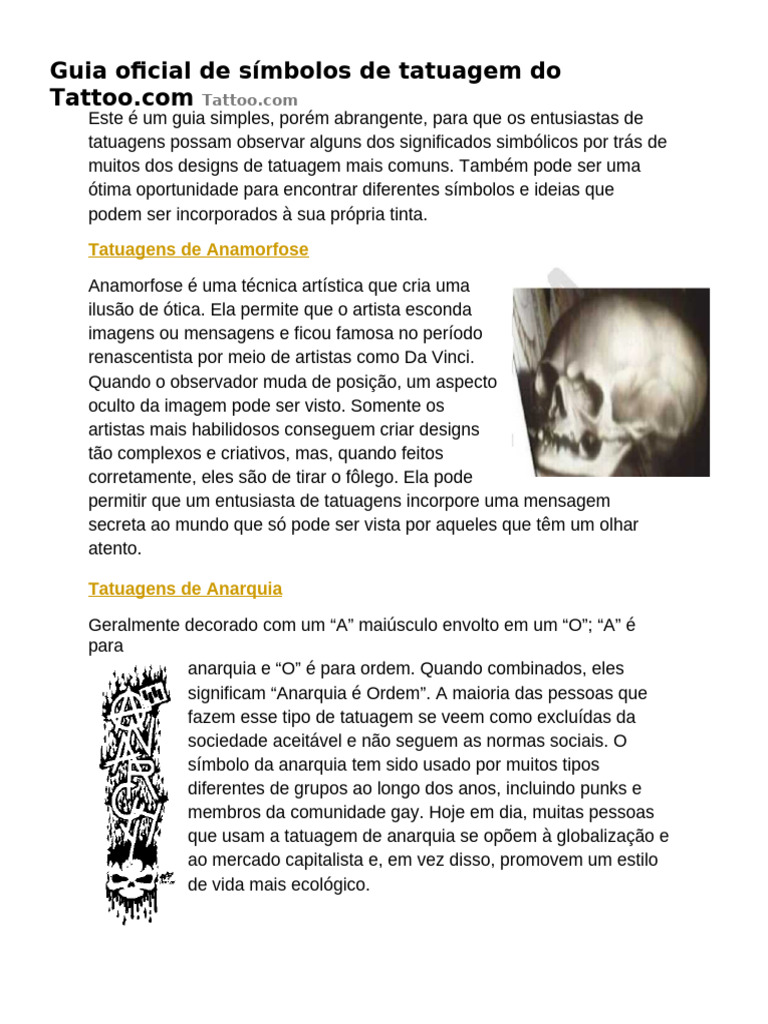 Guia de Símbolos de Tatuagem | PDF | Tatuagem | Diabo