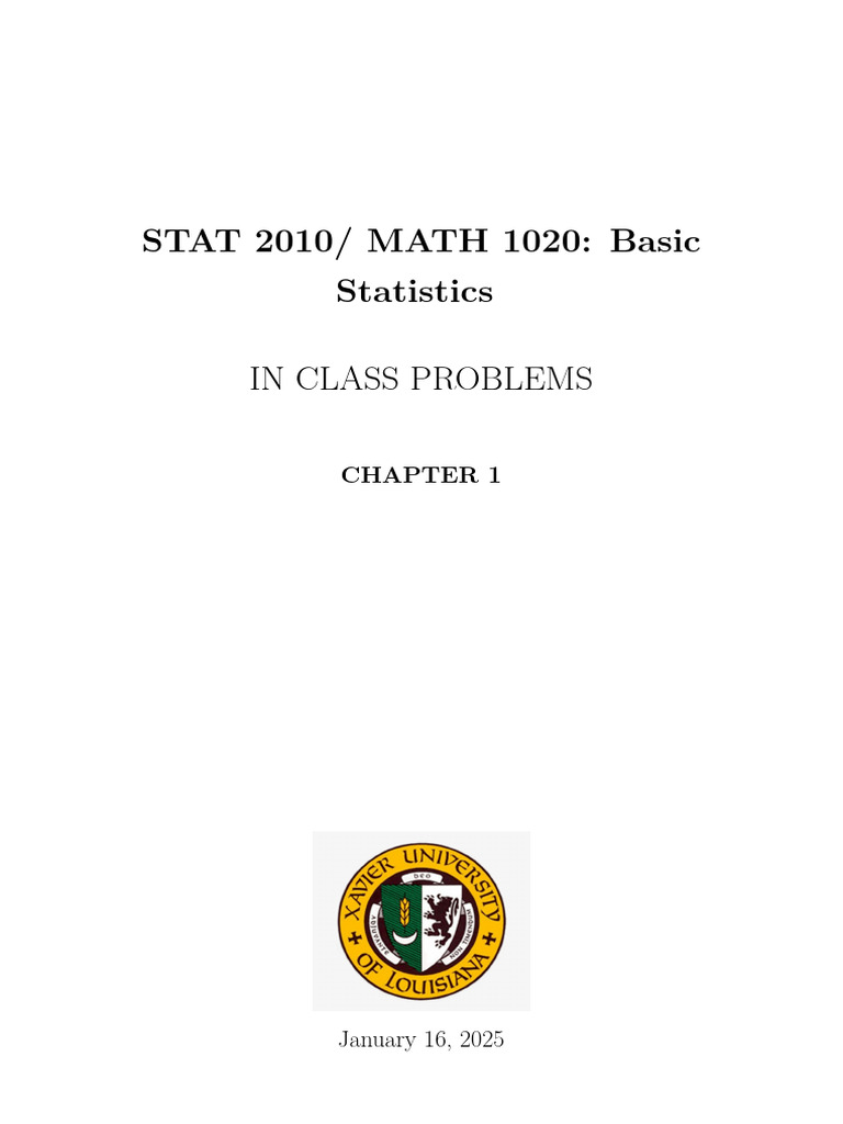 Basic Statistics In-Class Problems | PDF
