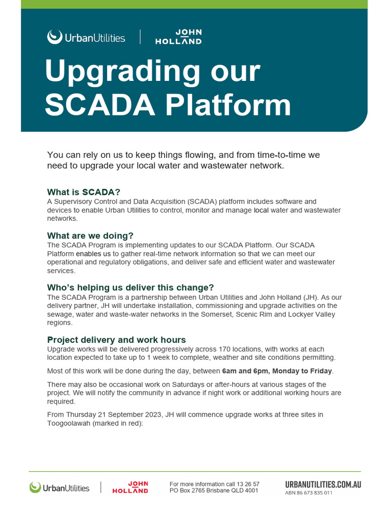 SCADA - Toogoolawah - Community Fact Sheet - 20230914 | PDF | Scada