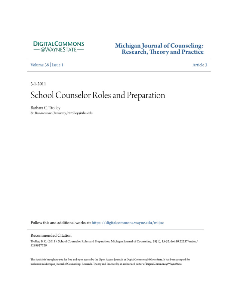 School Counselor Roles and Preparation | PDF | School Counselor ...