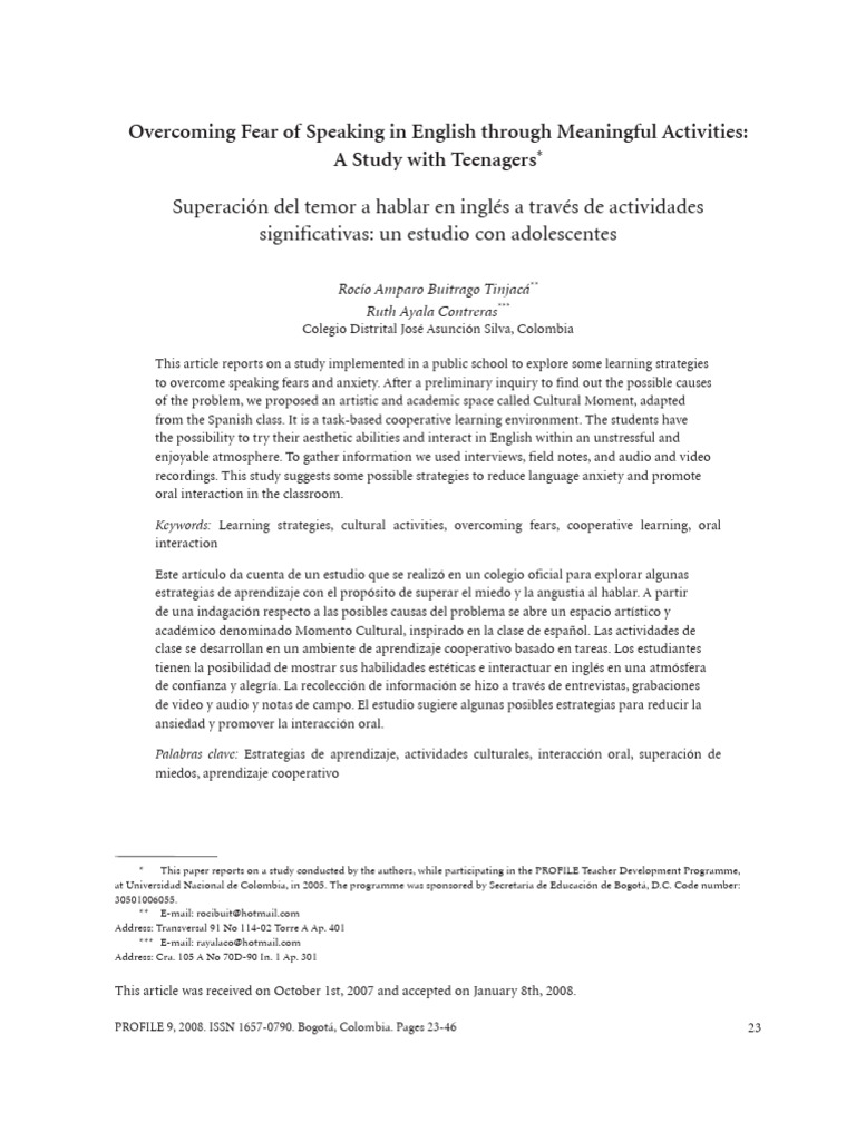 Overcoming Fear of Speaking in English Through Mea | PDF | Learning ...