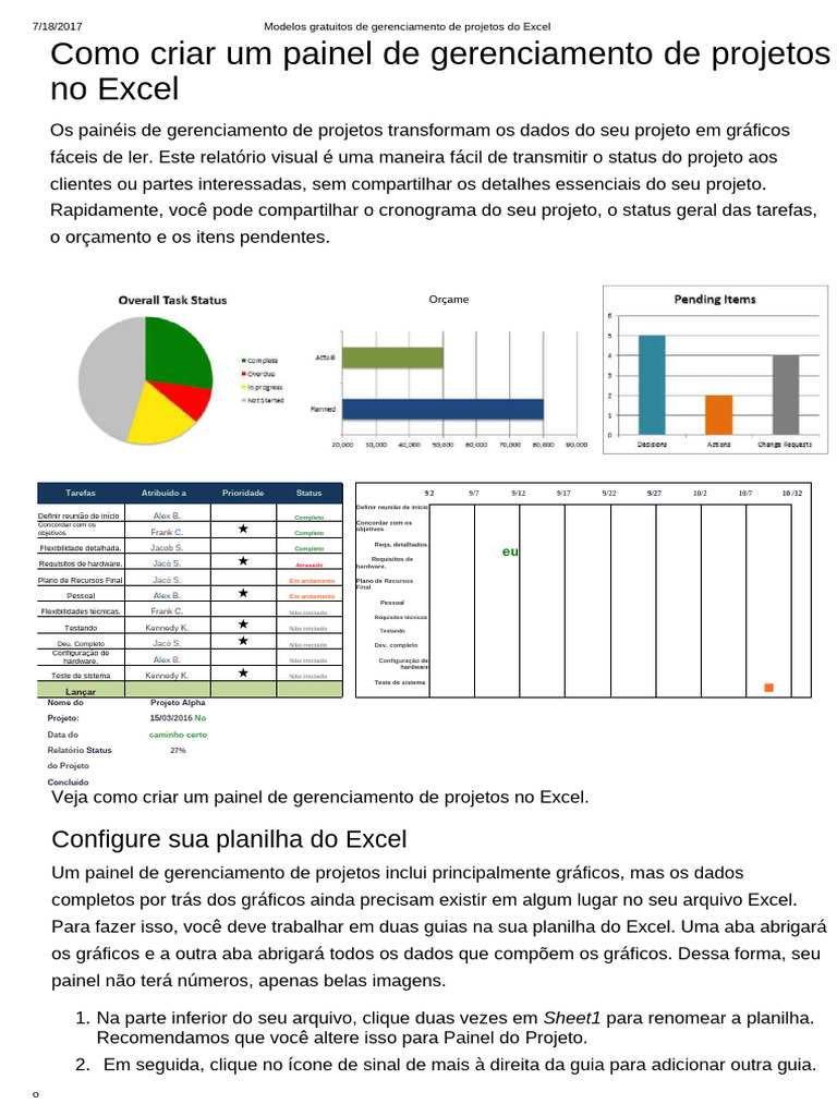 Como Criar Um Painel de Gestão de Projetos No Excel | PDF | Gestão de ...