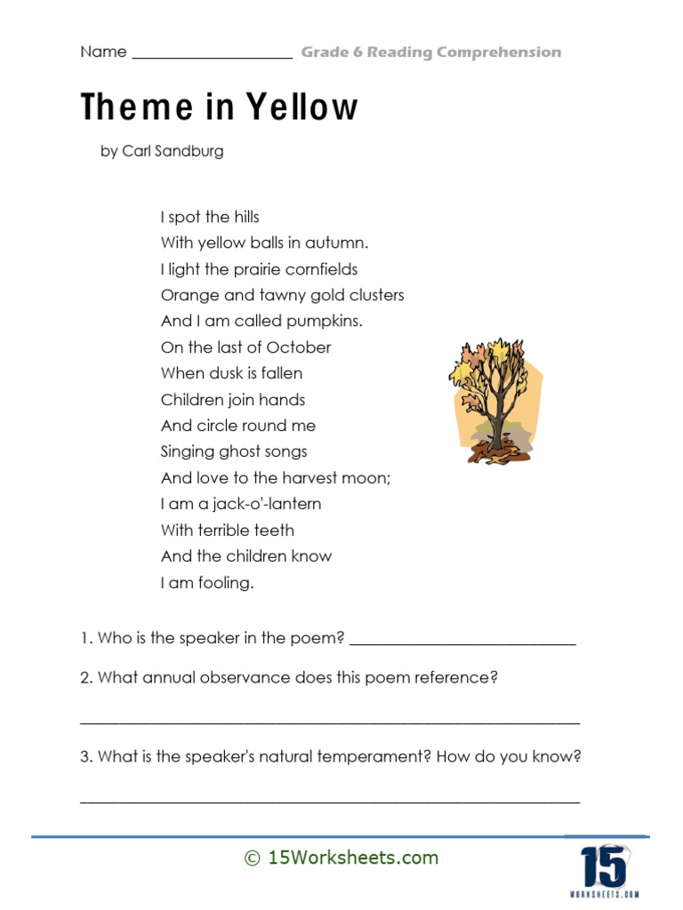 Grade 6 Reading Comprehension: Poem Analysis | PDF