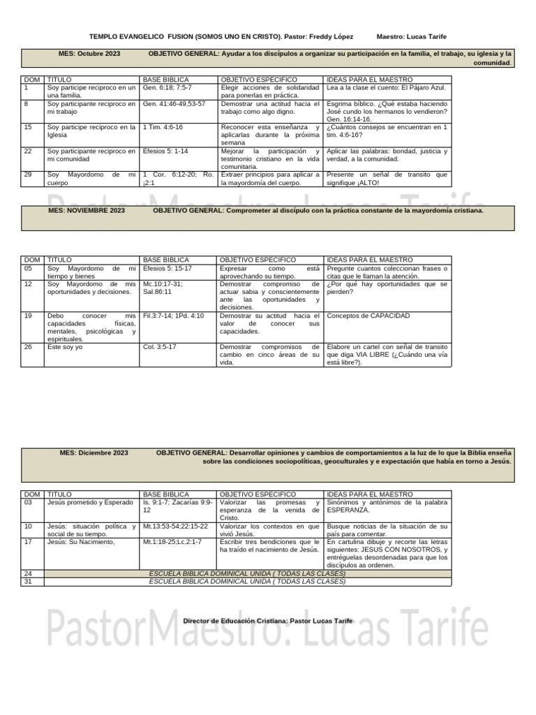 Plan Oct-Nov-Dic2023 | PDF | Jesús