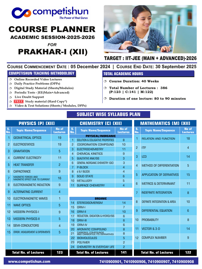 Course Planner Prakhar-I | PDF | Physical Sciences | Physics