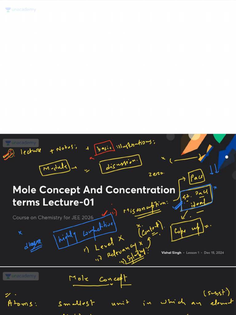 Mole Concept and Concentration Terms Lecture01 With Anno | PDF