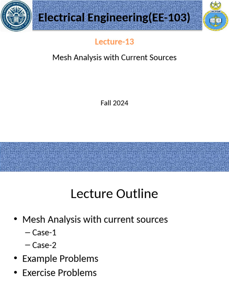 Lecture-13 Mesh Analysis With Current Sources | PDF | Computer Engineering | Electronic Circuits