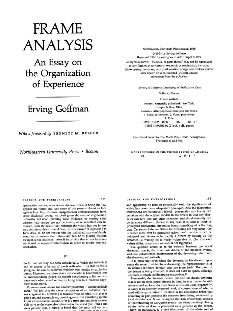 Goffman Frame Analysis | PDF