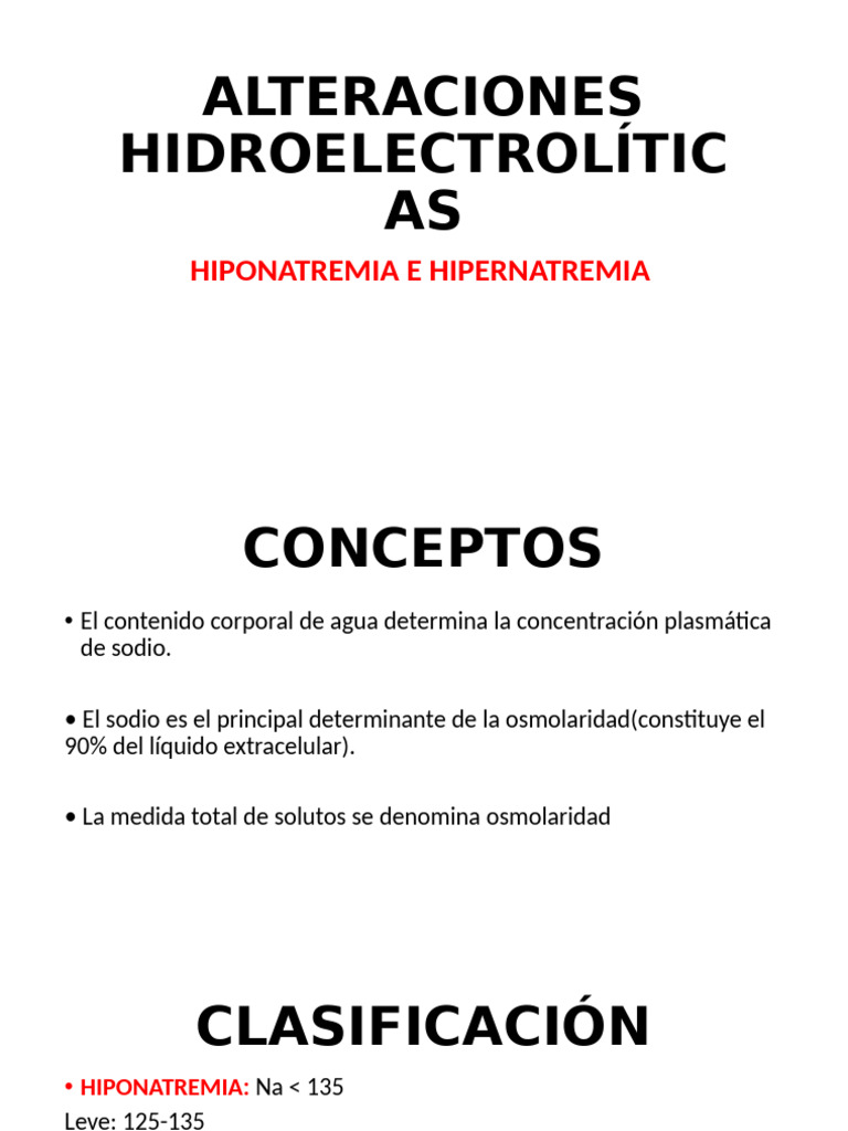 ALTERACIONES HIDROELECTROLÍTICAS | PDF | Sodio | Enfermedades y trastornos humanos