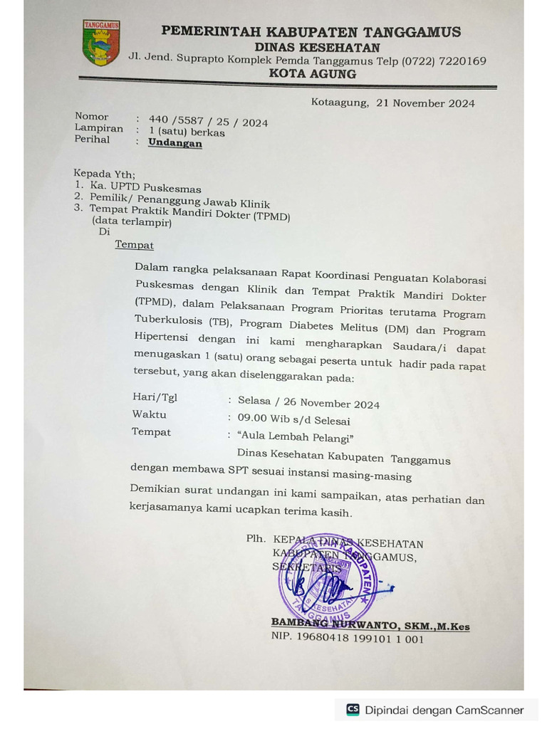 Undangan Pertemuan TPMD | PDF