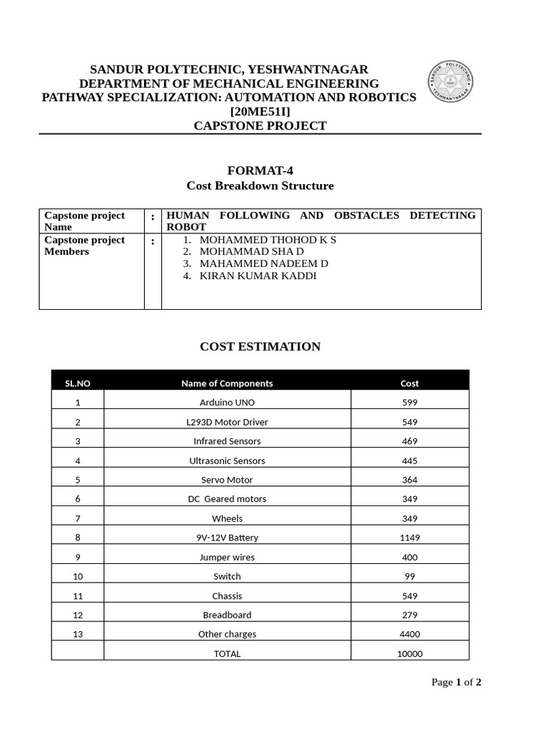 Format4 - Cost Breakdown Structure | PDF