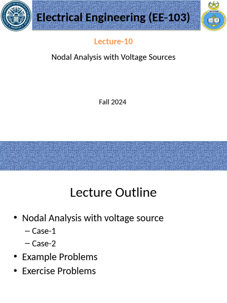 Lecture-10 Nodal Analysis With Voltage Source | PDF | Electrical Network | Voltage