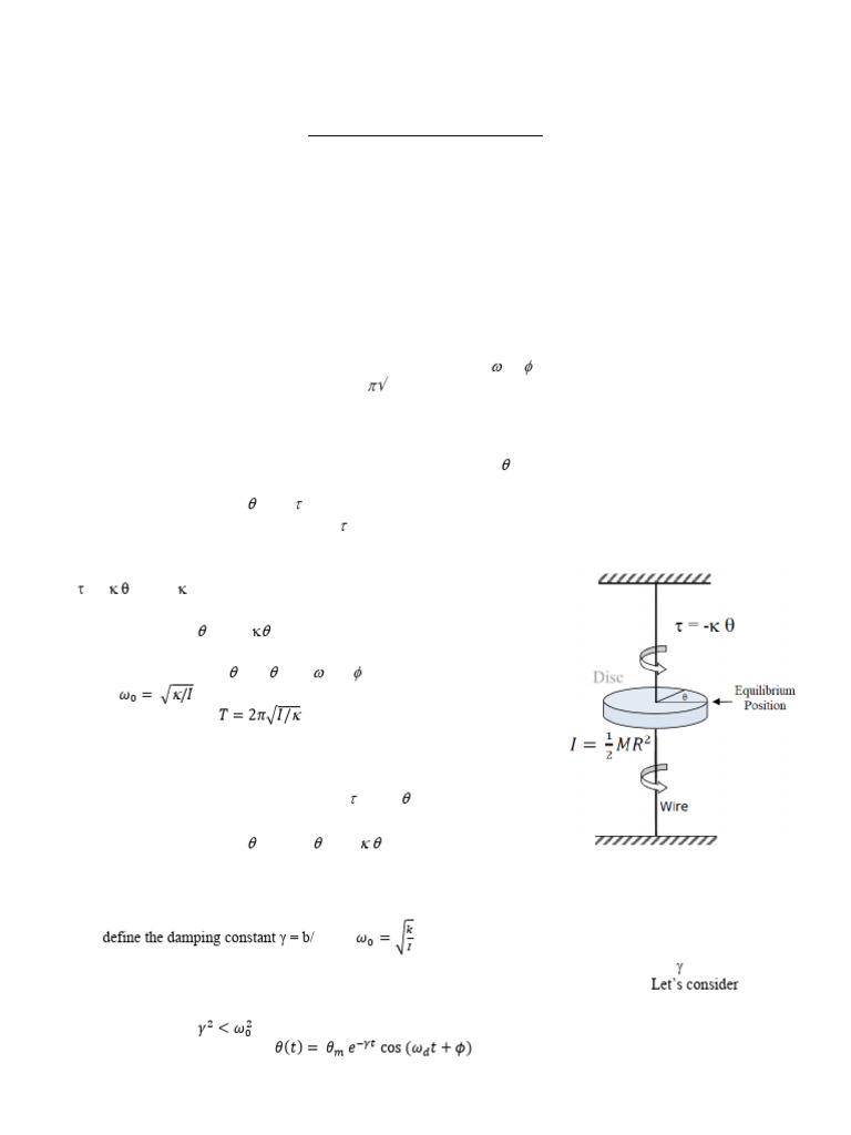 Torsional Pendulum Experiment Guide | PDF | Damping | Oscillation