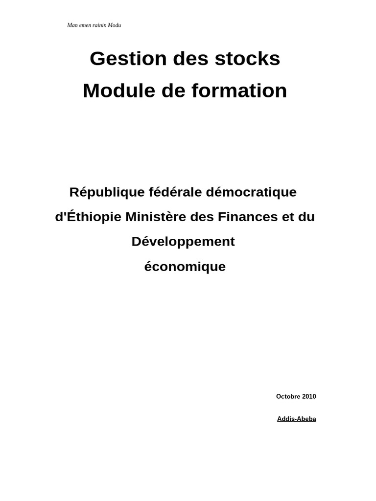Formation à la gestion des stocks en Éthiopie | PDF | Stock | Économie