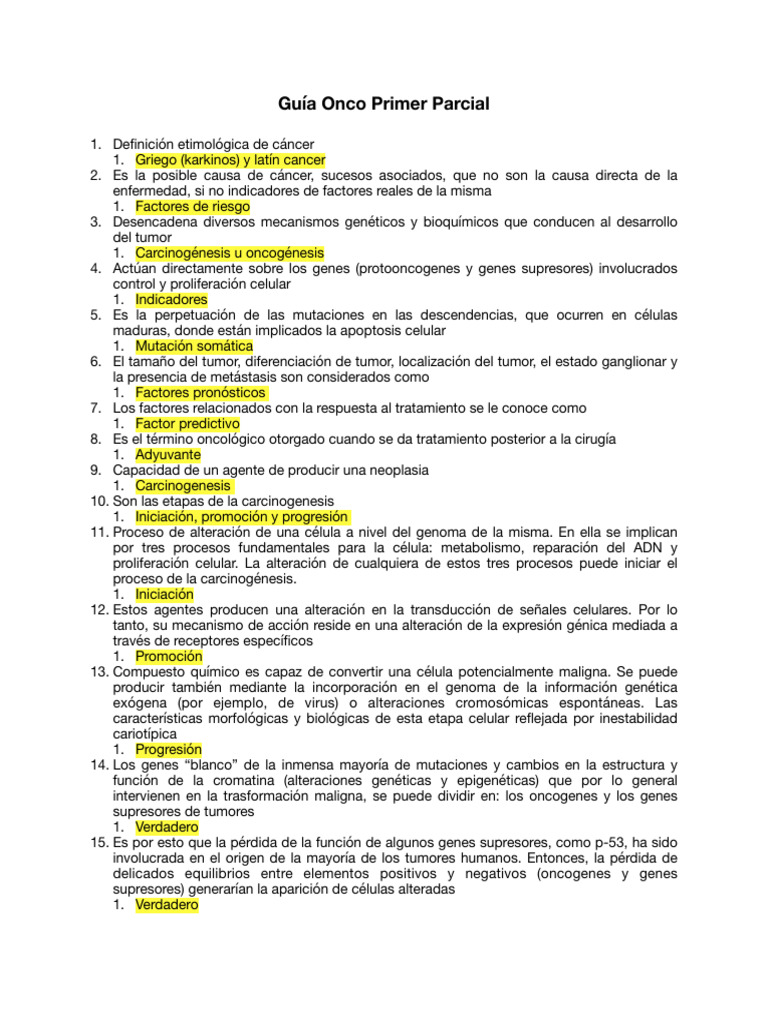 Onco Primer Parcial | PDF | Carcinogénesis | Ciclo celular
