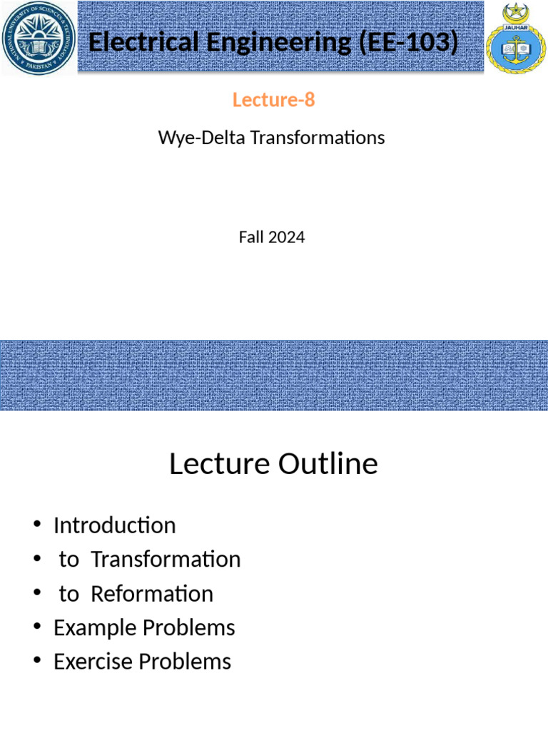Lecture-8 Wye-Delta Transformations | PDF | Electromagnetism | Electricity