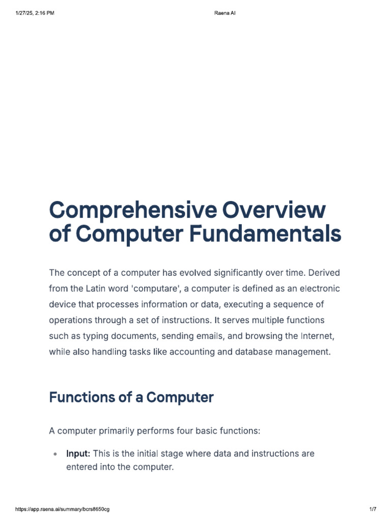 Summary For Computer Mca | PDF