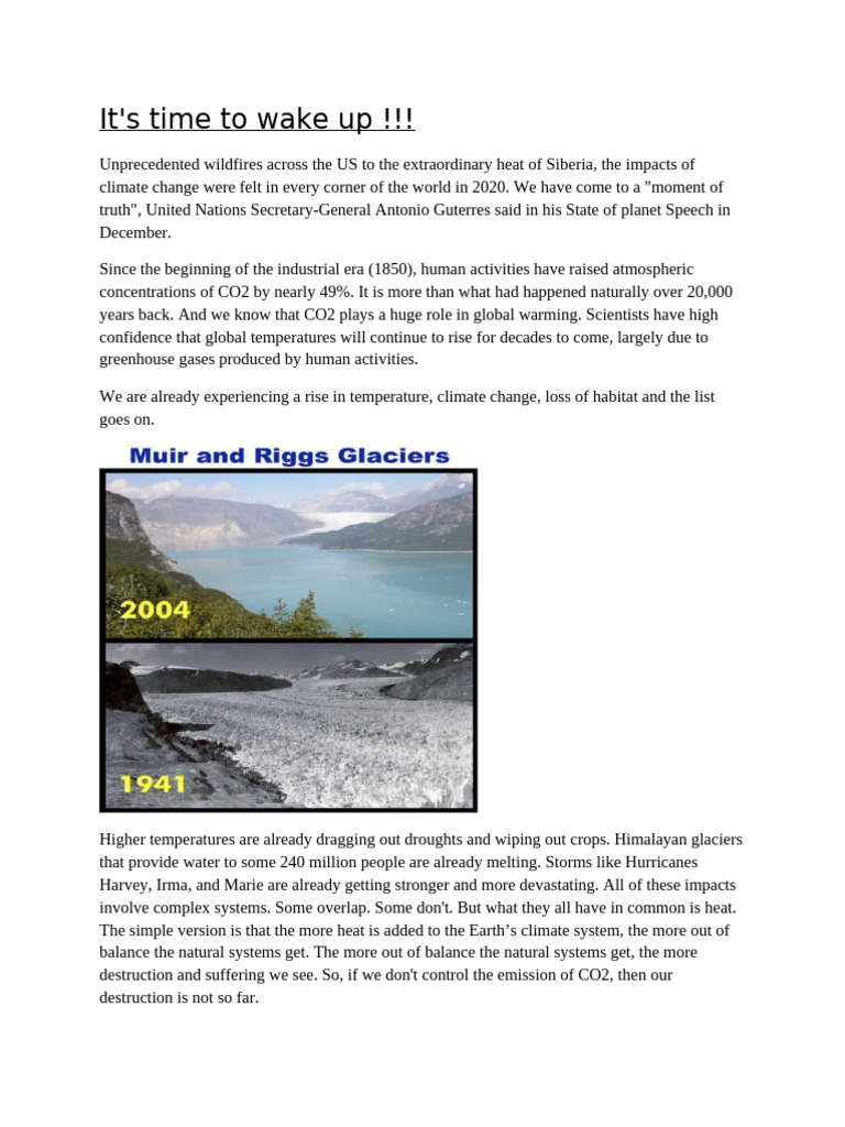 It's time to wake up | PDF | Climate Change | Greenhouse Gas