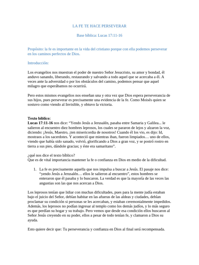 La Fe que Persevera en Dios | PDF | Jesús | Fe