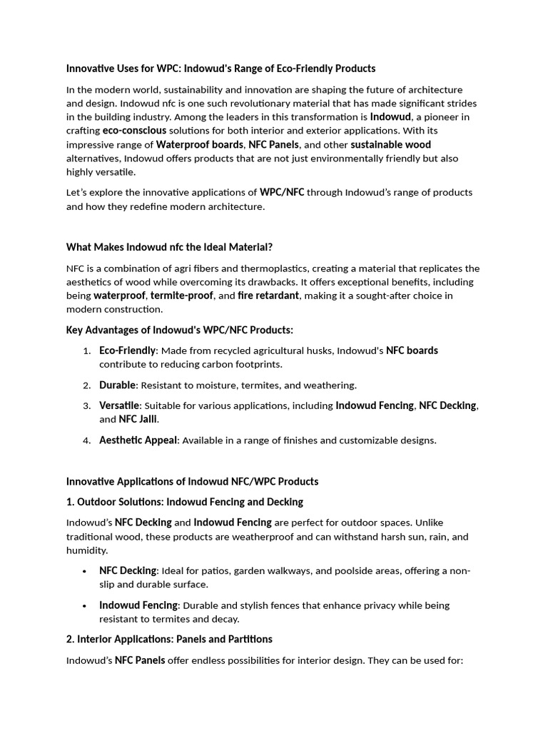 8 - Innovative Uses For WPC | PDF | Wall | Furniture