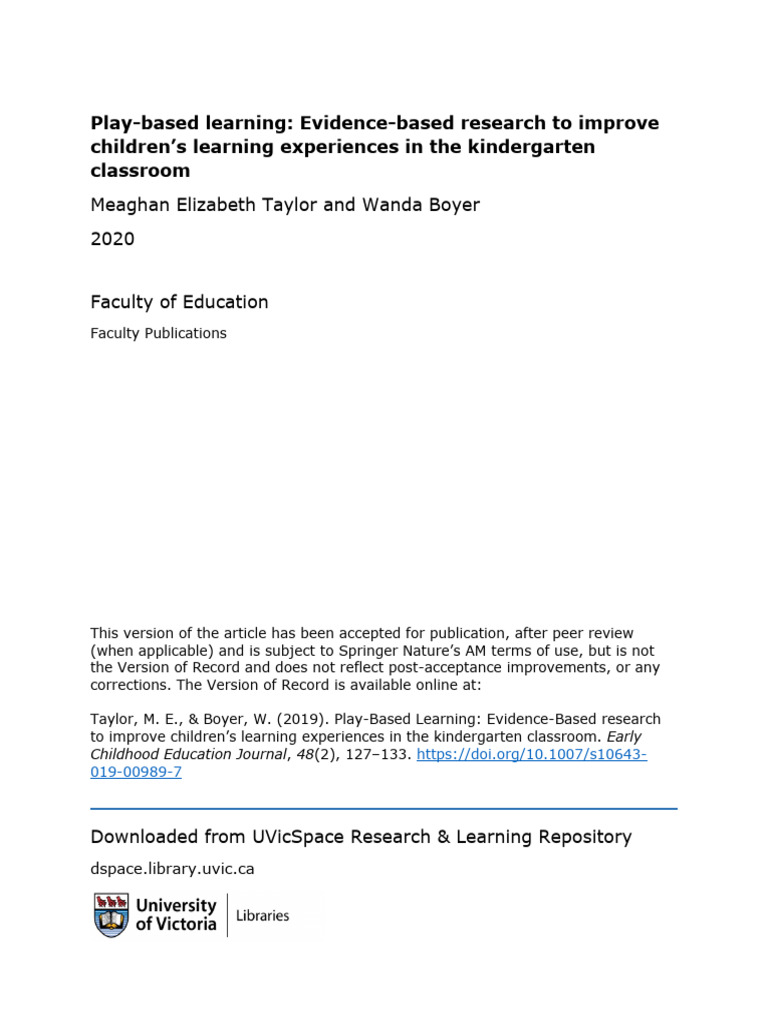 Taylor Meaghan EarlyChildEducJ 2020 | PDF | Constructivism (Philosophy ...