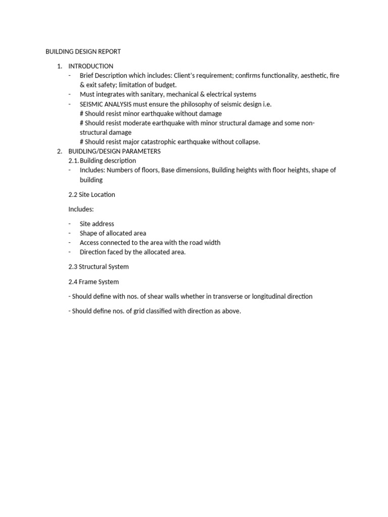 BUILDING DESIGN REPORT | PDF