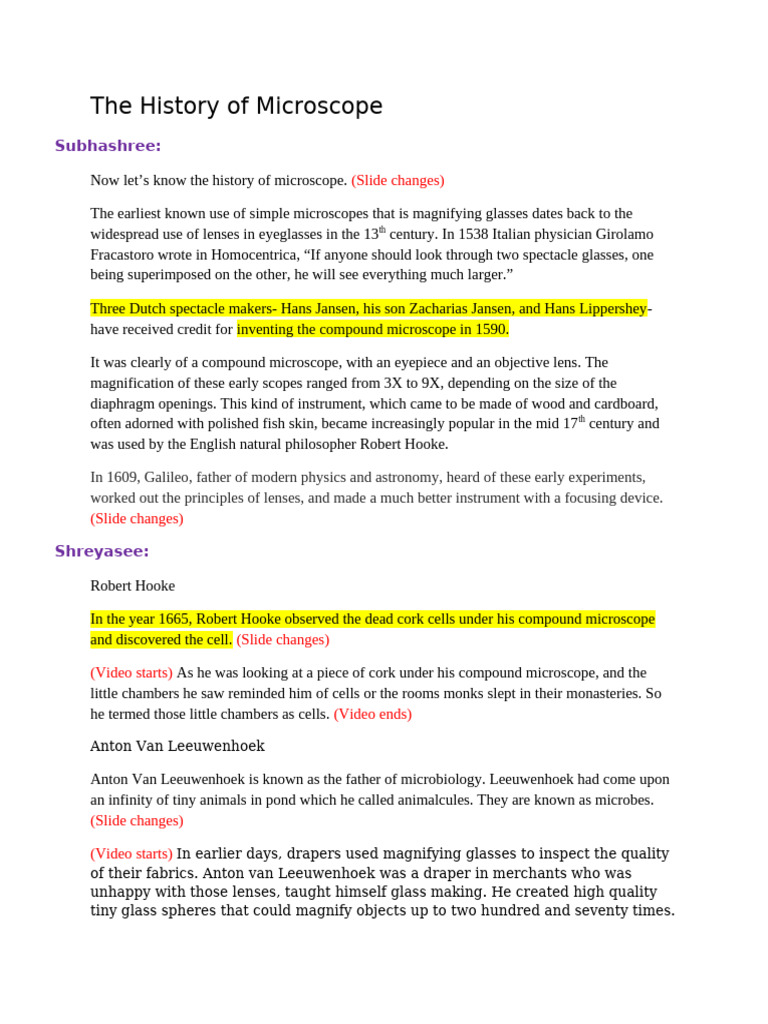 The History of Microscope | PDF | Microscope | Optics