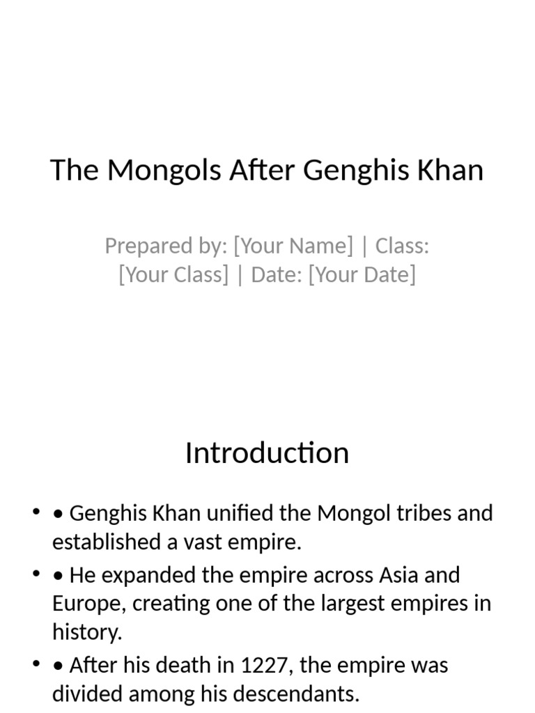 Mongols After Genghis Khan Presentation | PDF