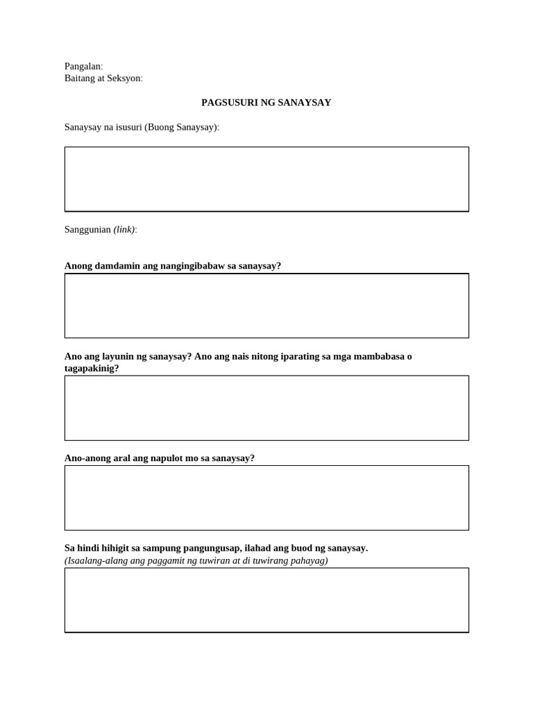 GAWAIN 3 Pagsusuri NG Sanaysay | PDF