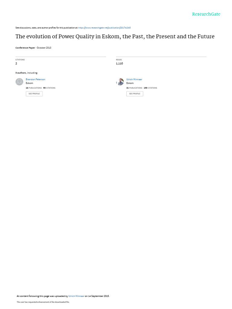 CN 601 - The Evolution of Power Quality in Eskom The Past The Present ...