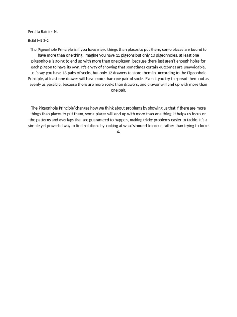 Understanding the Pigeonhole Principle | PDF