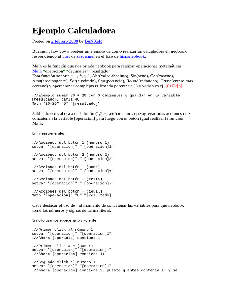 Ejemplo Calculadora | PDF