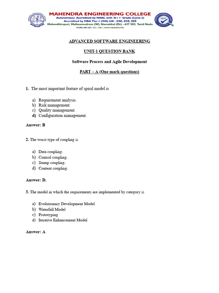 Unit 1 Question Bank.doc | PDF | Agile Software Development | Software Unit 1 Question Bank.doc | PDF | Agile Software Development | Software