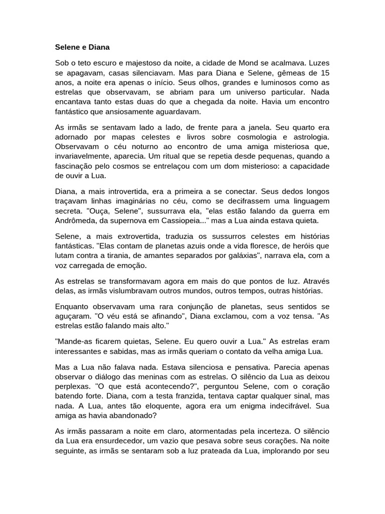 Conto - Selene e Diana | PDF | Lua | Céu