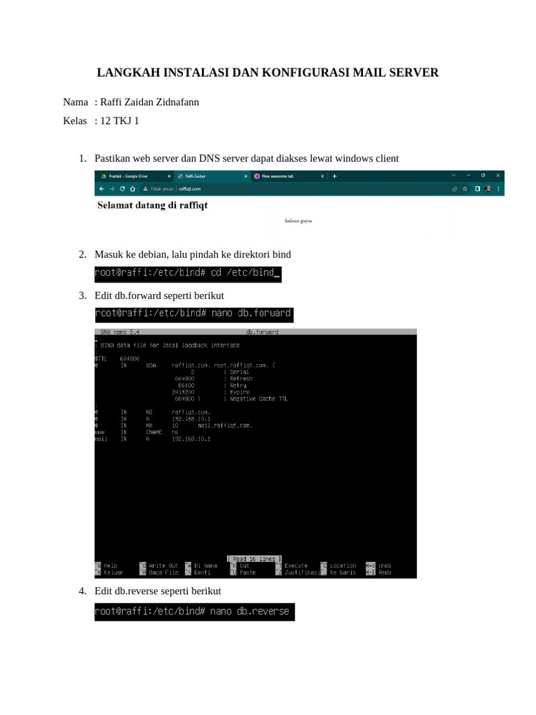 LANGKAH INSTALASI DAN KONFIGURASI MAIL SERVER Belum Jadi Raffiii | PDF