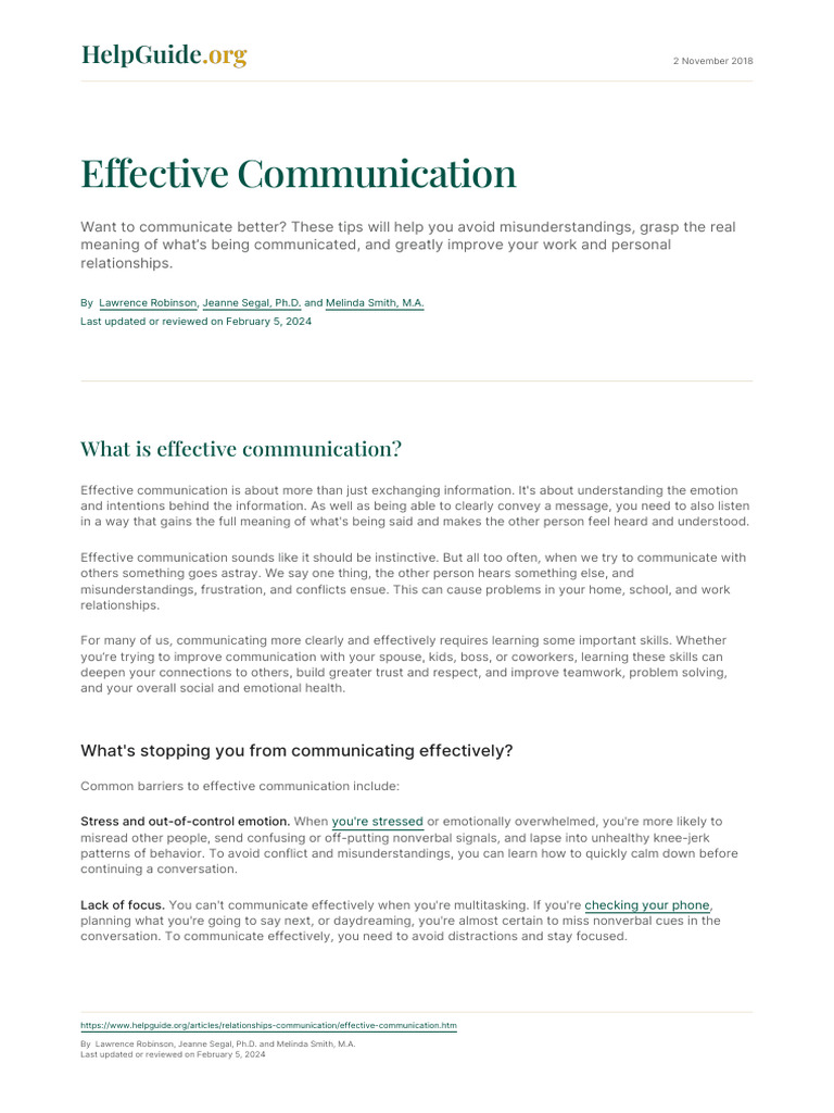 Mastering Effective Communication Skills | PDF | Body Language ...