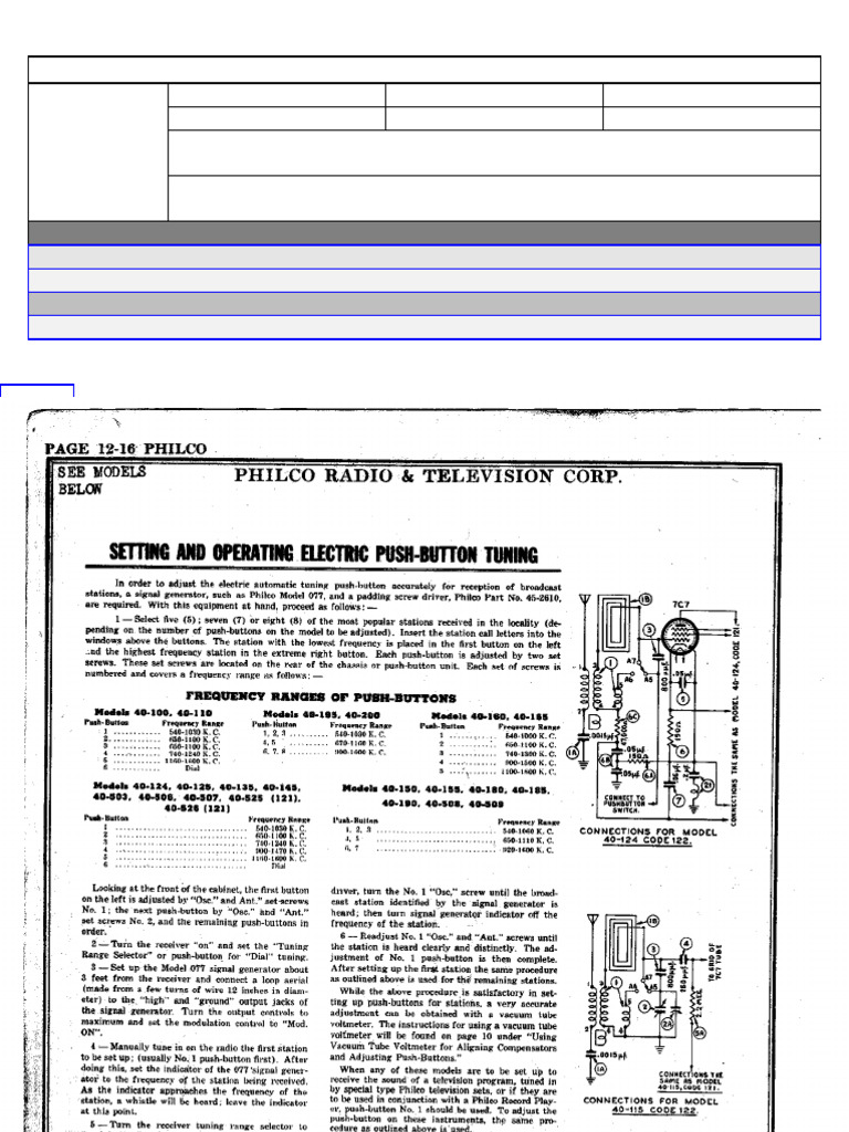Philco 40-135 Radio Model Overview | PDF