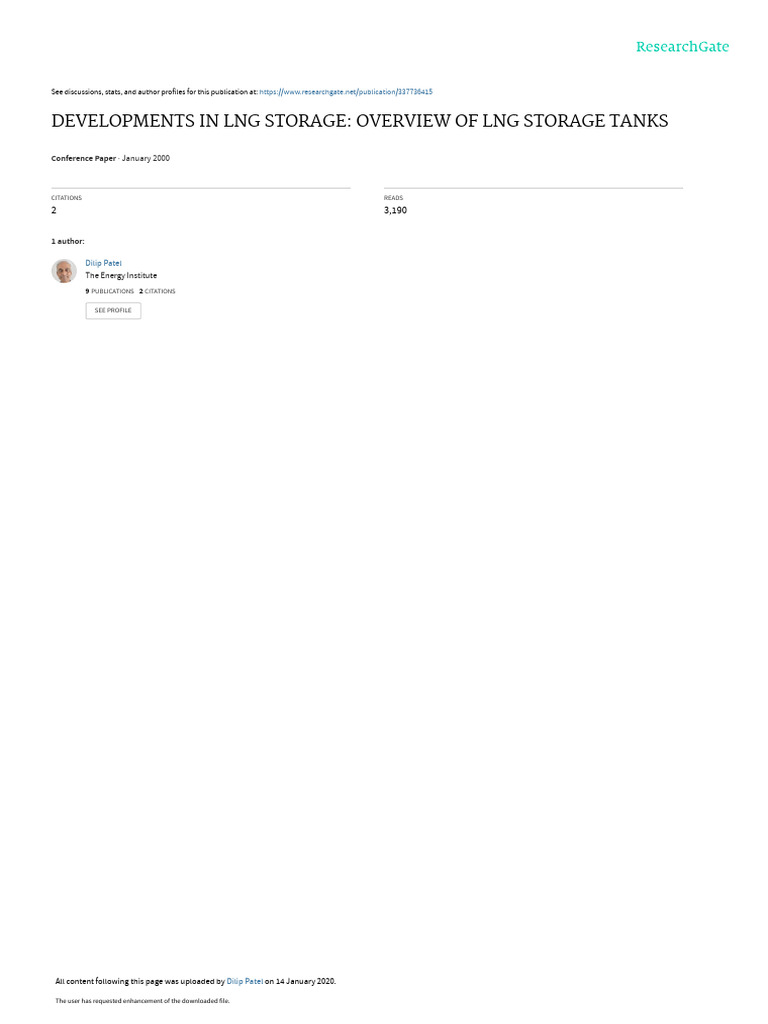 Developments in LNG Storage Overview of LNG Storag | PDF | Liquefied Natural Gas | Cryogenics