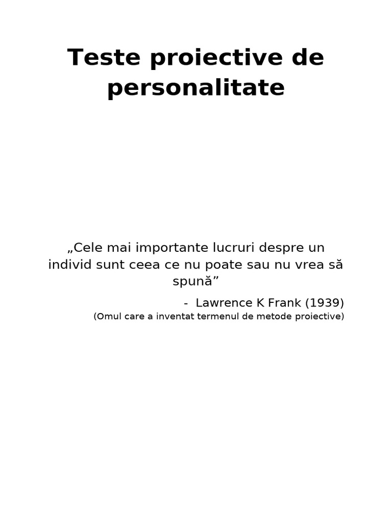Teste de personalitate proiective | PDF