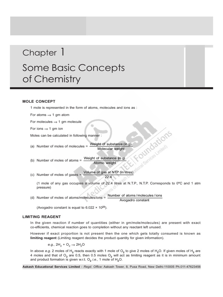 Rapid Revision - Formula Bank - Chemistry XI-1 | PDF | Mole (Unit ...