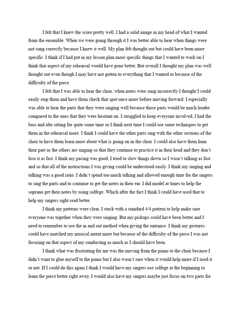 Choir Rehearsal Reflection and Insights | PDF | Choir