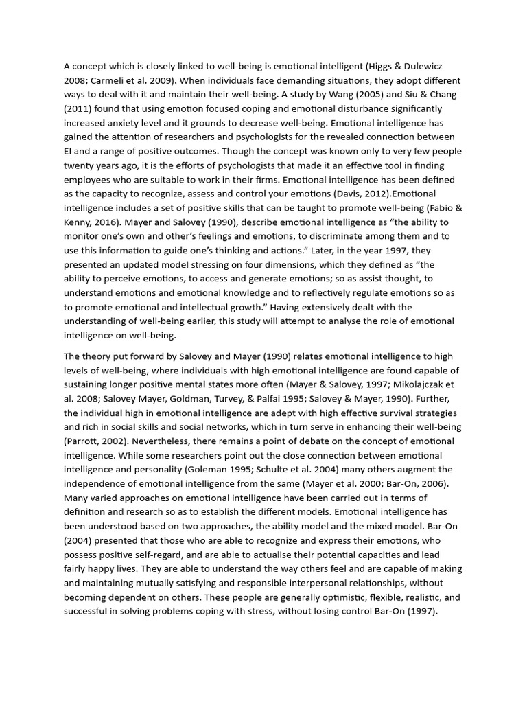 Emotional Intelligence & Well-being | PDF | Emotional Intelligence ...