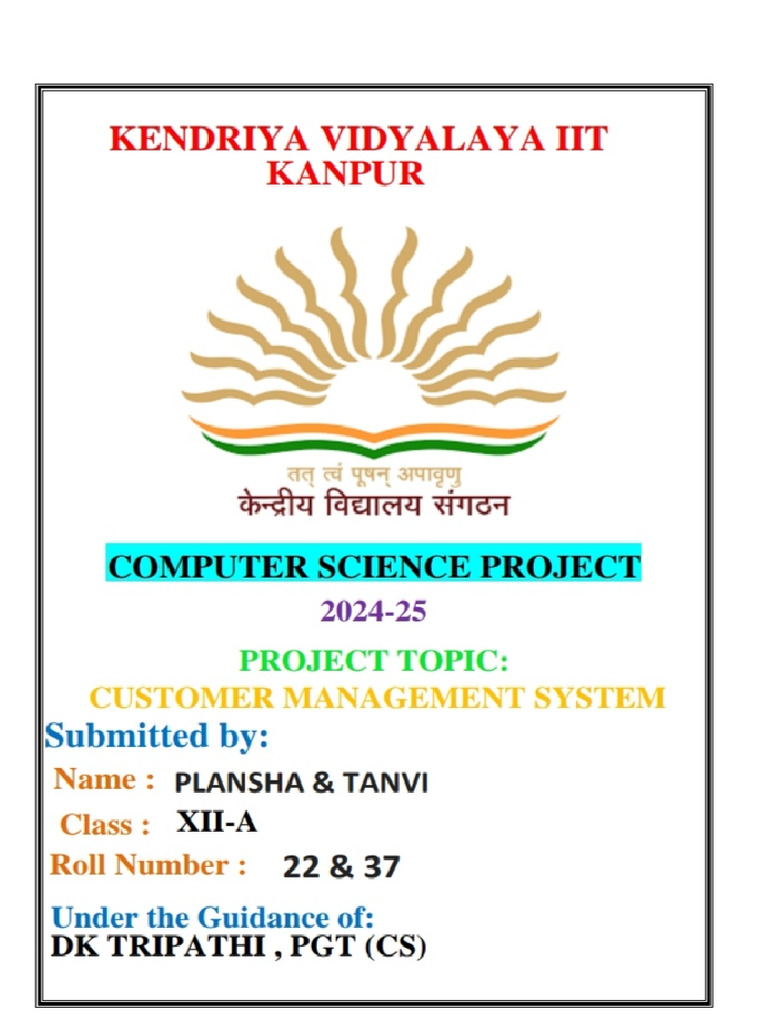Computer Science Project Class 12 | PDF | Databases | My Sql