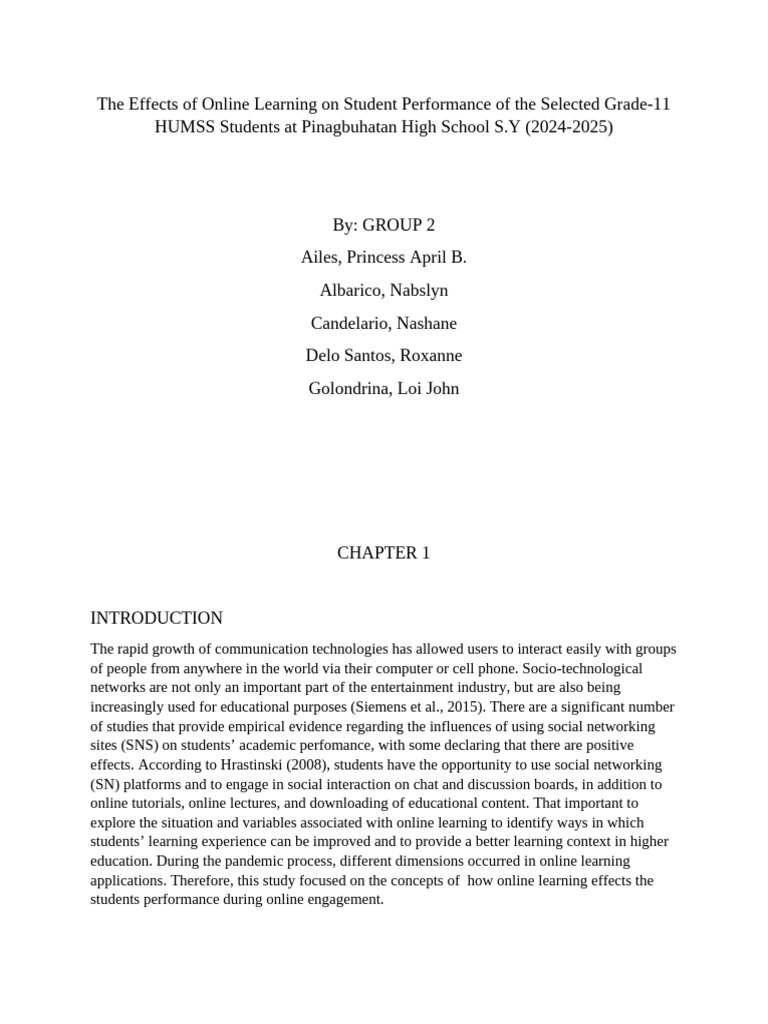 THE-EFFECTS-OF-ONLINE-LEARNING-ON-STUDENTS-PERFORMANCE-BY-GROUP2 | PDF ...