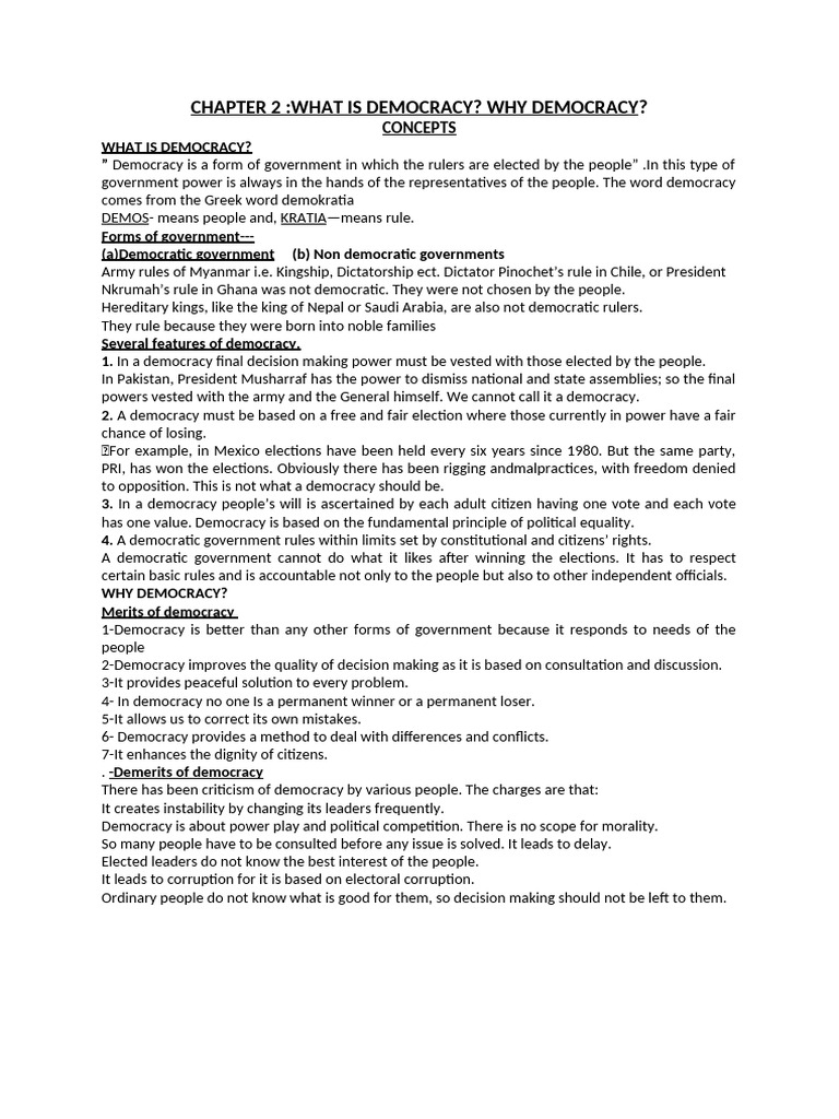 Understanding Democracy: Key Concepts | PDF | Democracy | Political ...