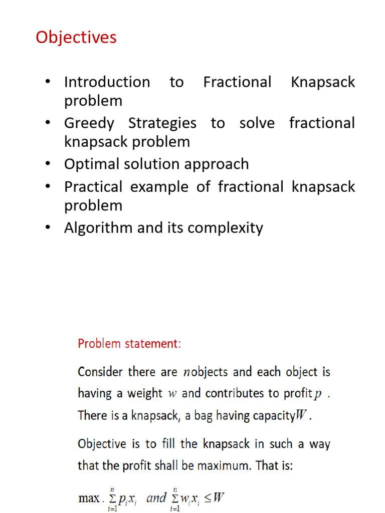 Fractional Knapsack Problem Guide | PDF