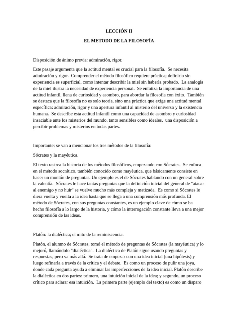 leccion II | PDF | Platón | Verdad